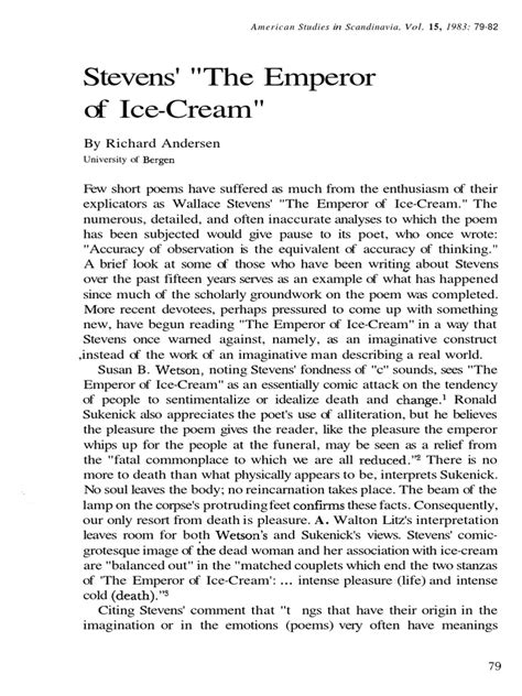 Stevens The Emperor Of Ice Cream Pdf Poetry