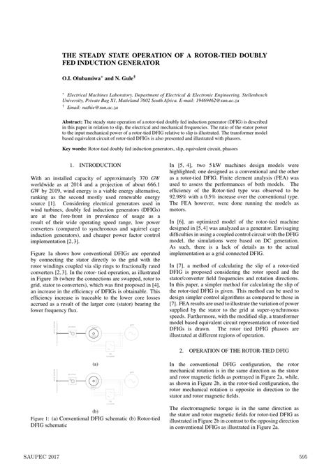 Pdf The Steady State Operation Of A Rotor Tied Doubly Fed Induction Generator