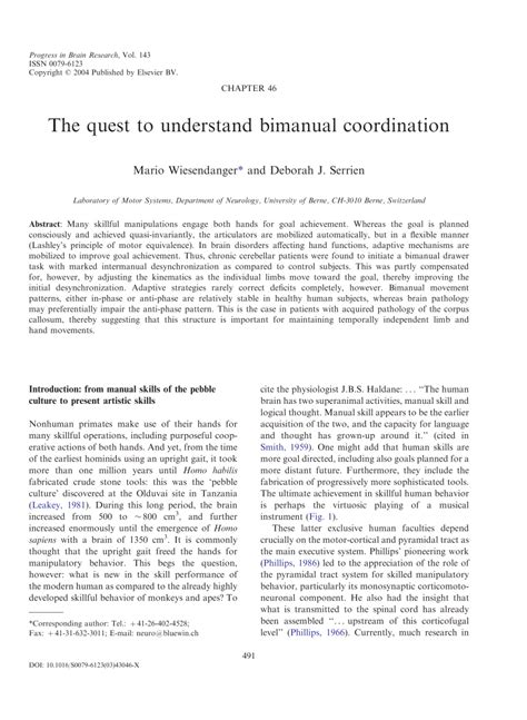 Pdf The Quest To Understand Bimanual Coordination