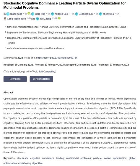 Mathematics Mdpi On Linkedin Stochastic Cognitive Dominance Leading Particle Swarm Optimization
