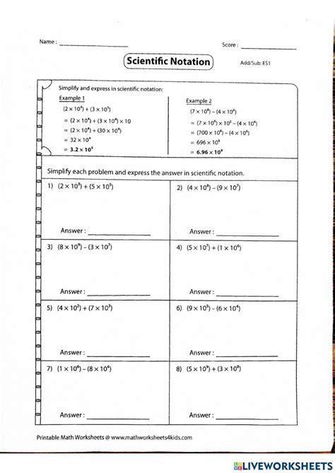 Jennifer Mixed Scientific Notation Operations Practice