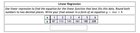 Solved Table Linear Regression Use Linear Regression To