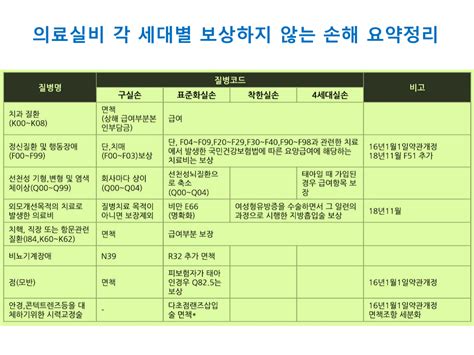 실손보험 시기별 비교자료 의료실비보험