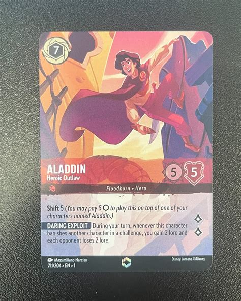Aladdin Heroic Outlaw Alternate Art Disneys Lorcana Card Proxy Proxy Mtg
