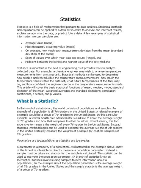 Basic Statistics Pdf P Value Type I And Type Ii Errors