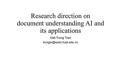 Research Direction On Document Understanding Ai And Its Applications Ppt