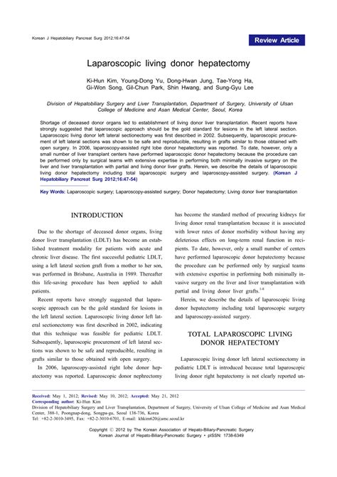 Pdf Laparoscopic Living Donor Hepatectomy