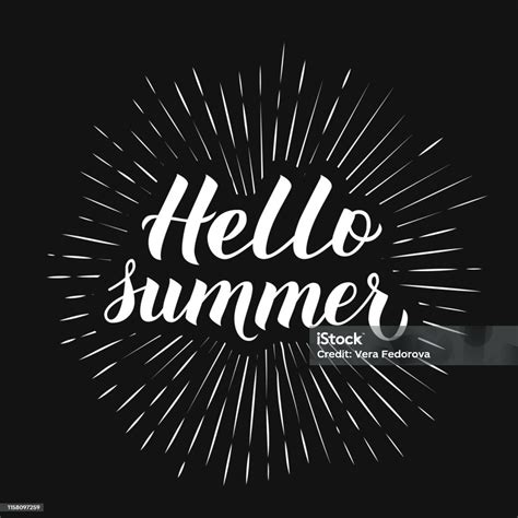 안녕하세요 여름 서예 문자 영감 계절 따옴표 타이포그래피 포스터 손으로 쓴 로고 디자인 벡터 그림입니다 배너 전단지 스티커 템플릿을 쉽게 편집 할 수 있습니다 6월에 대한