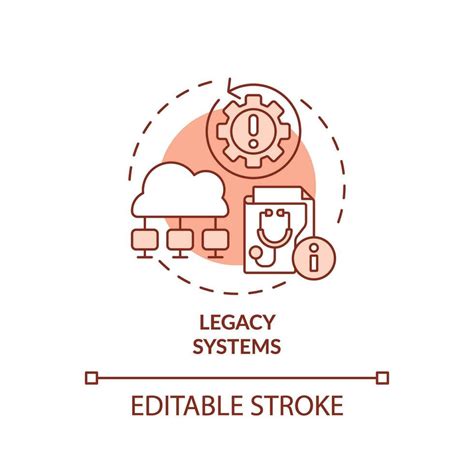 2d Editable Red Icon Legacy Systems Concept Isolated Monochromatic Vector Health