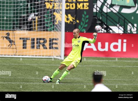 Portland Timbers Goalkeeper Logan Ketterer 30 Kicks The Ball During The First Half Of An Mls