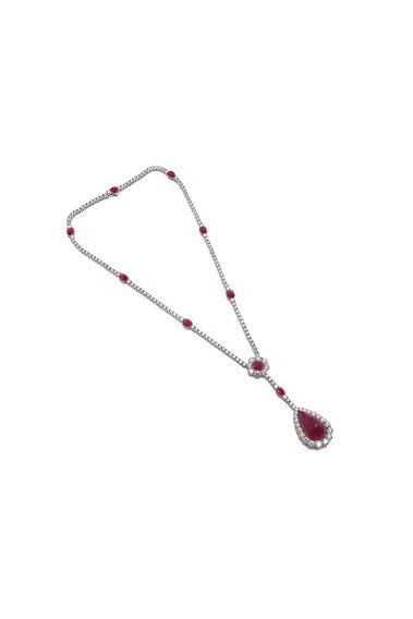 Pear Shape Ruby Pendant Necklace Bayco