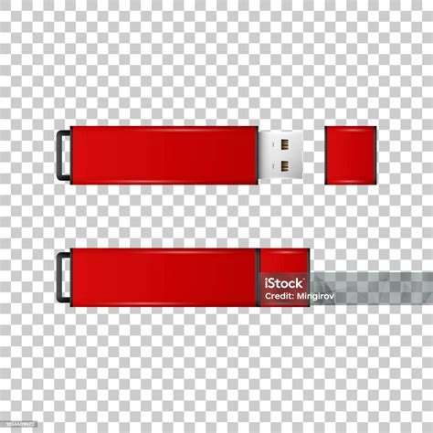 현실적인 레드 Usb 투명 한 배경에 드라이브 고립 된 개체를 플래시 벡터 일러스트 레이 션 Usb 케이블에 대한 스톡 벡터 아트 및 기타 이미지 Istock
