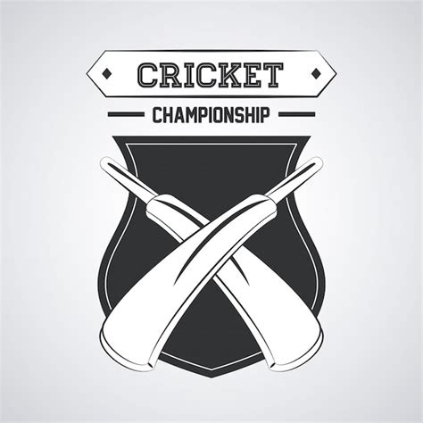 장비와 크리켓 선수권 대회 게임 엠 블 럼 프리미엄 벡터