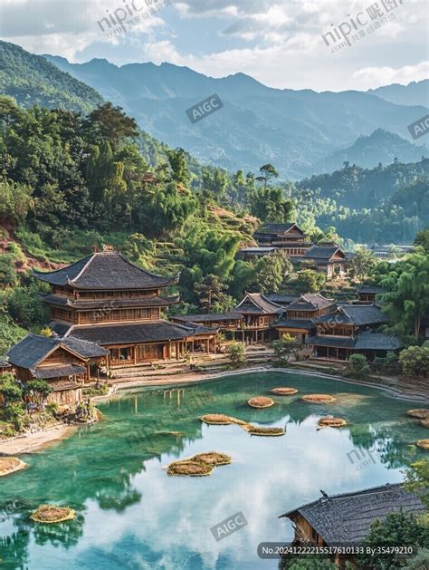 Ai创作图侗族瑶寨 侗族村落 黄洛瑶寨 侗族村寨 肇兴侗寨鸟瞰图 畲族村寨 侗族山寨 侗族古寨 广西侗寨 竹林瑶寨 黔东南风光黔东南旅游 肇兴侗乡 黎族苗寨 吊脚楼山居村落 肇兴侗寨俯瞰