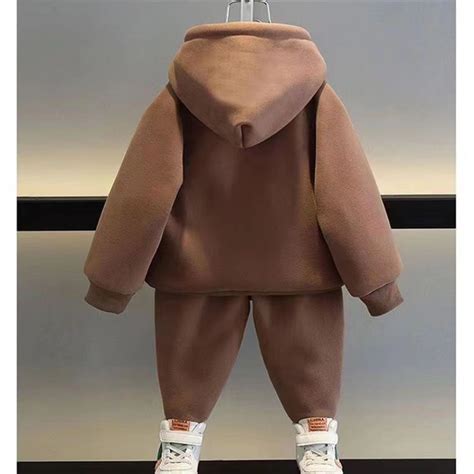 Badu Bg Есен Зима Плюшени топли дрехи за деца Момчета Момичета Суичъри с шарка на мечка и