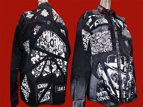 Custom Patched Punk Denim Sgirt Man Size Medium Oversized Etsy