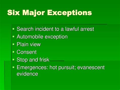 Exceptions To The Warrant Requirement Ppt Download
