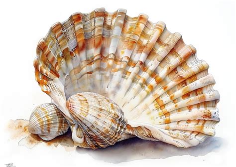 Premium Photo Watercolorrendered Seashell Texture