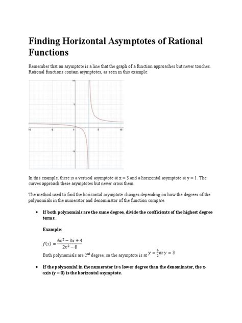 Finding Horizontal Asymptotes Of Rational Functions Asymptote