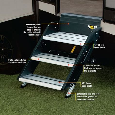 Lippert® 791572 Solidstep™ Premium Step Storage Manual Steel With Aluminum Treads 3 Entry