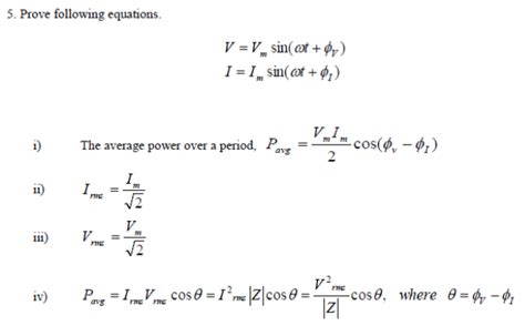 Solved Prove Following Equations The Average Power Over A Chegg Com