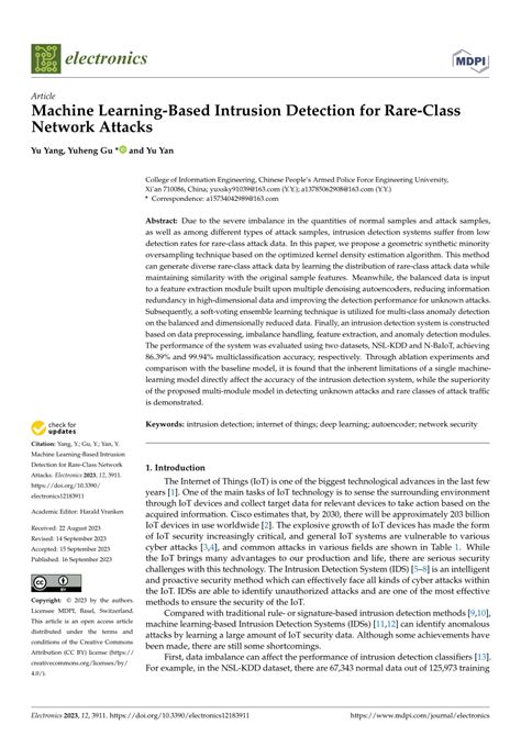 pdf machine learning based intrusion detection for rare class network