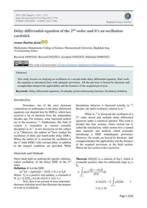 Pdf Delay Differential Equation Of The 2nd Order And Its An