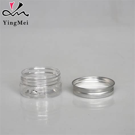 알루미늄 뚜껑이 있는 25ml 소형 투명 플라스틱 화장품 용기