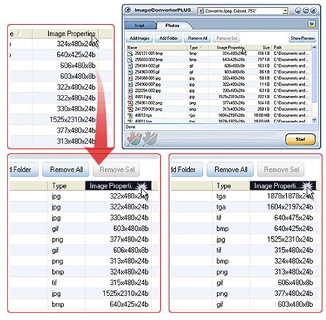 Interface Sorting Images Image Converter Plus