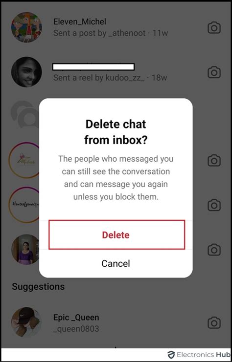 how to delete instagram messages