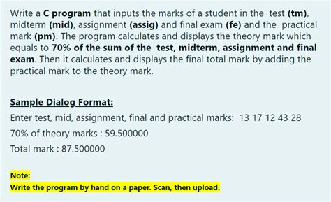 Solved Write A C Program That Inputs The Marks Of A Babe Chegg Com