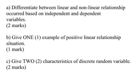 Solved A Differentiate Between Linear And Non Linear