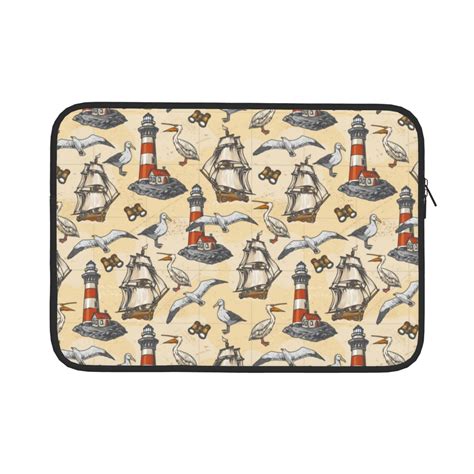 Tebeau Marine Birds And Coastal Lighthouse Print Laptop Case Laptop Bag