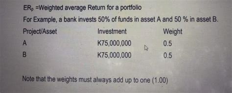 Solved Erp Weighted Average Return For A Portfolio For