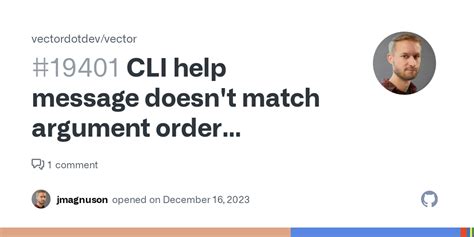 CLI Help Message Doesn T Match Argument Order Requirements For Validate Issue