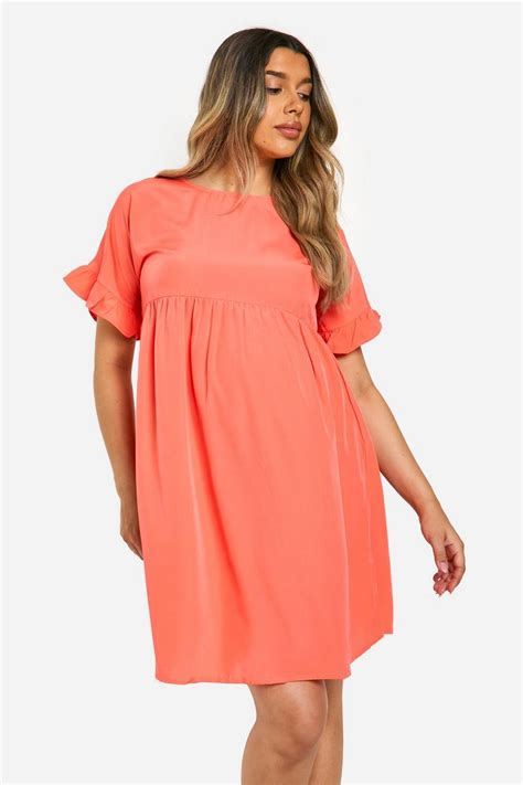 Maternity Frill Sleeve Smock Dress Boohoo Uk