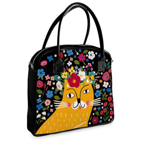 Сумка женская большая Oxford Кошка в цветах 32x30x9 см – Оригинальные ...