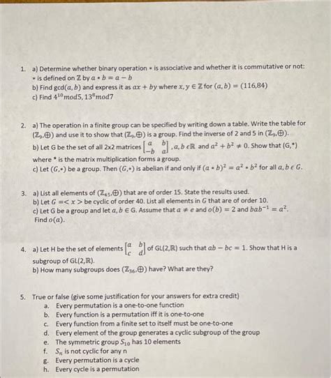 Solved 1 A Determine Whether Binary Operation Is