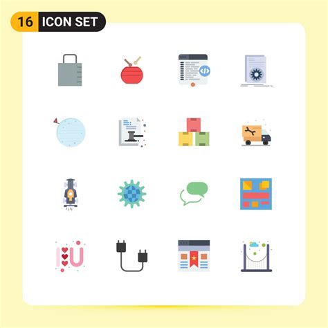 16 thematic vector flat colors and editable symbols of script file code executable coding