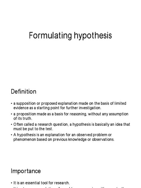Formulating Hypothesis Pdf Hypothesis Null Hypothesis