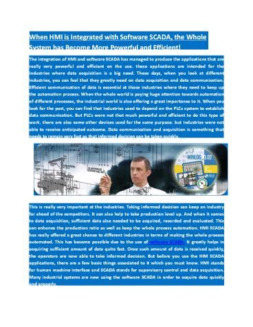 HMI SCADA Presentation Free To Download