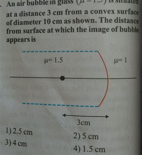 [answered] an air bubble in glass at a distance 3 cm from a convex kunduz