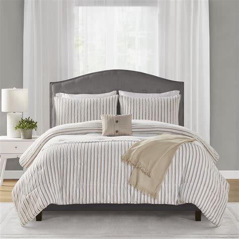 Mainstays 5 Piece Tan Striped Comforter Set King