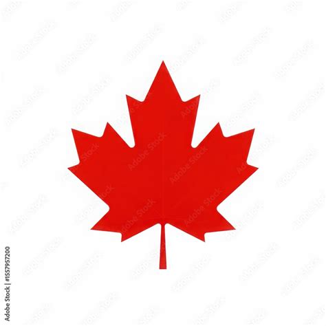 Single Red Maple Leaf Symbol Isolated On White Background Stock