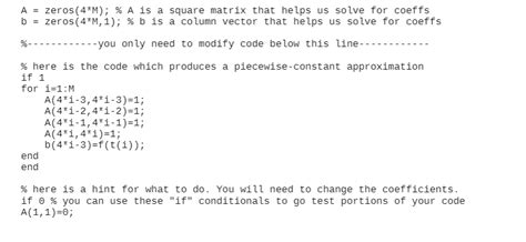 complete this program to find the cubic spline
