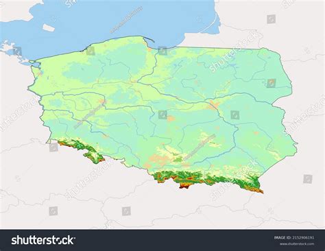 High Detailed Vector Poland Physical Map Stock Vector Royalty Free