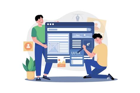 흰색 배경에 Ui 디자이너 그림 개념 프리미엄 벡터