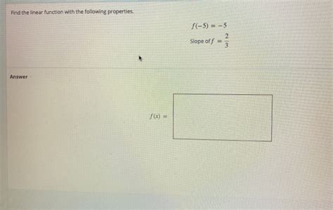 Solved Find The Linear Function With The Following Chegg Com