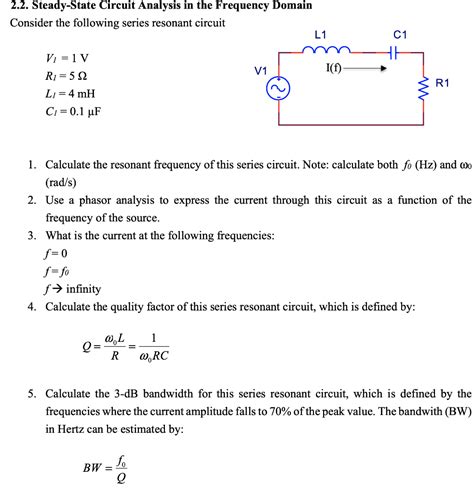 solved 2 2 steady state circuit analysis in the frequency