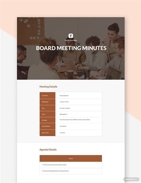 Editable Board Of Directors Meeting Minutes Templates In Word To Download